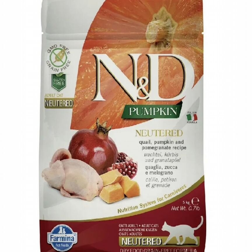 Корм для кошек Farmina ND Pumki Quail neutered 5кг