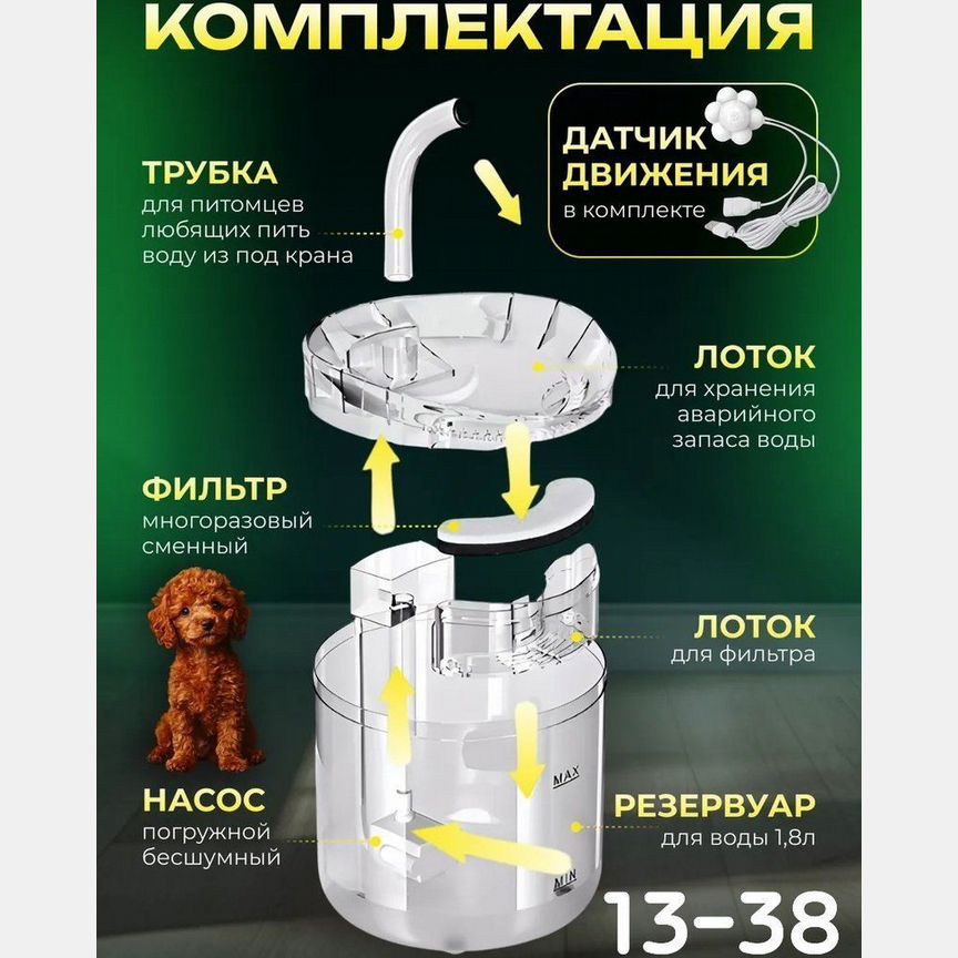 Фонтан поилка для кошек