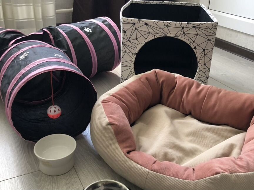 Домик, лежанка, туннель для кошки(комплектом)