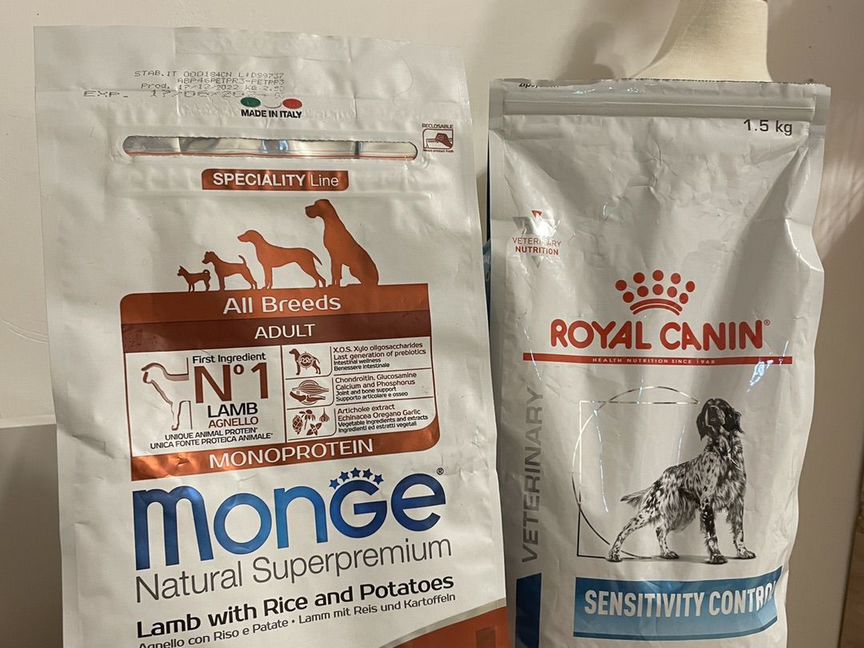 Корм для собак monge и royal canine