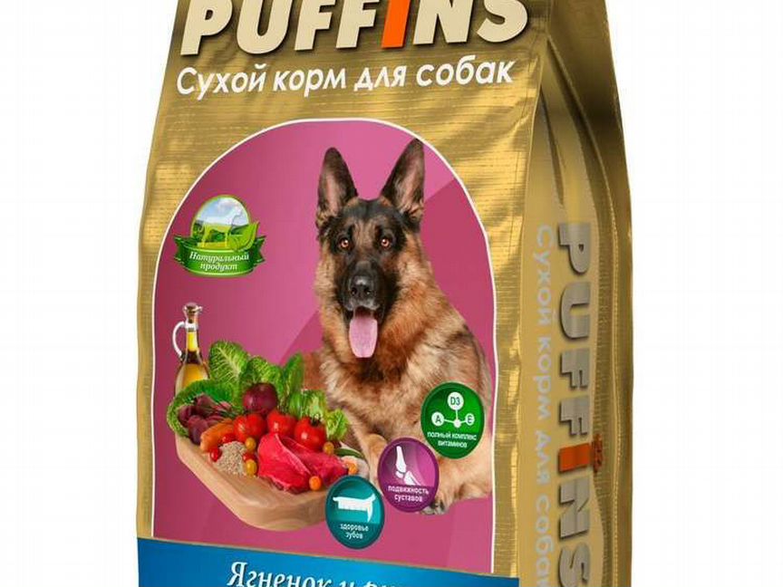 Корм для собак Puffins ягненок и рис
