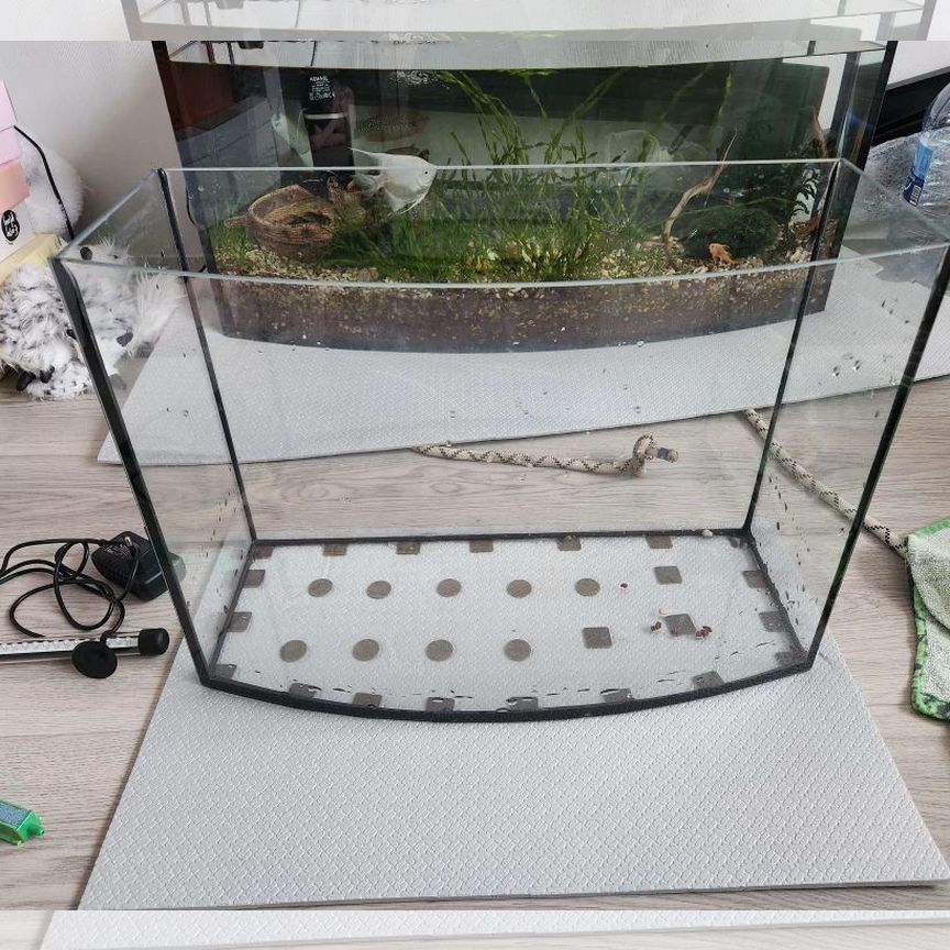 Аквариум, фильтр, лампа, грунт