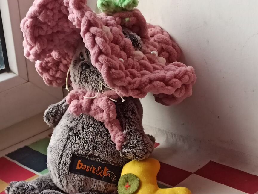 Шляпка/панамка для кота "Клубничка"