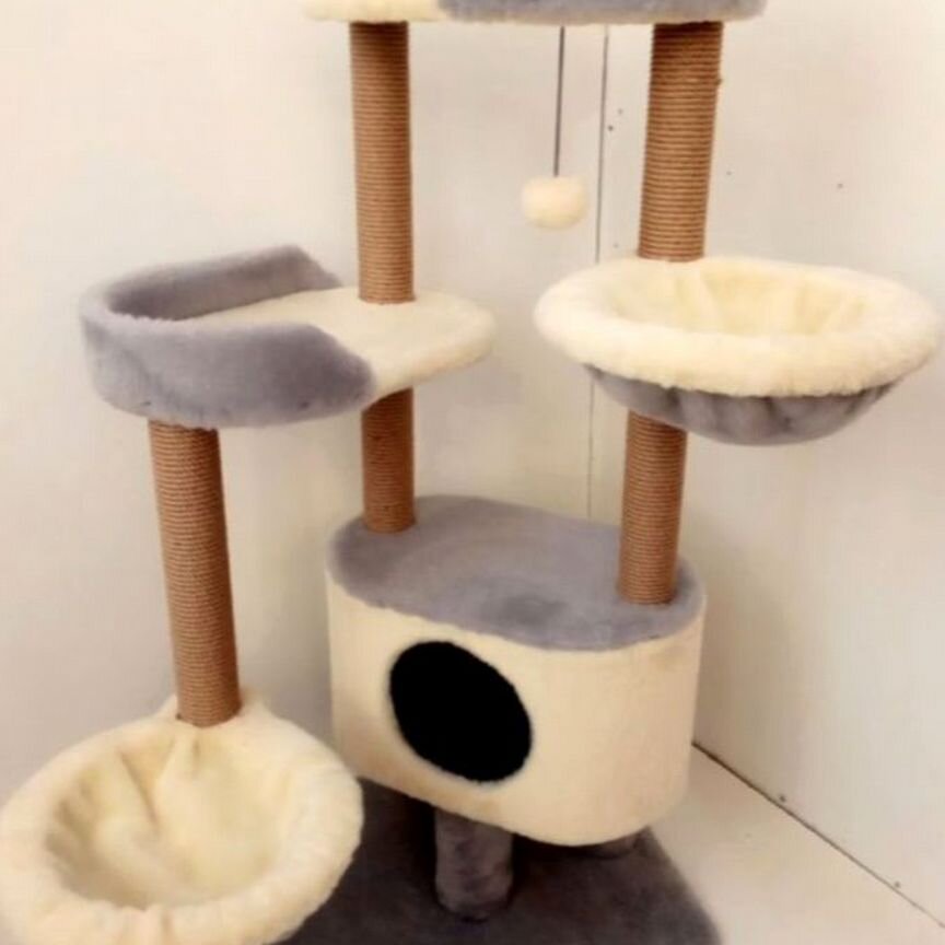 Крутая когтеточка с домиком высота 126 см.(1010) c специальной гарантией