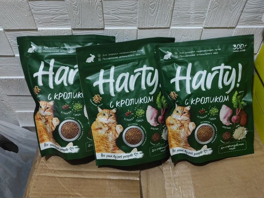 Корм для кошек Harty 0,3кг с кроликом для взрослых
