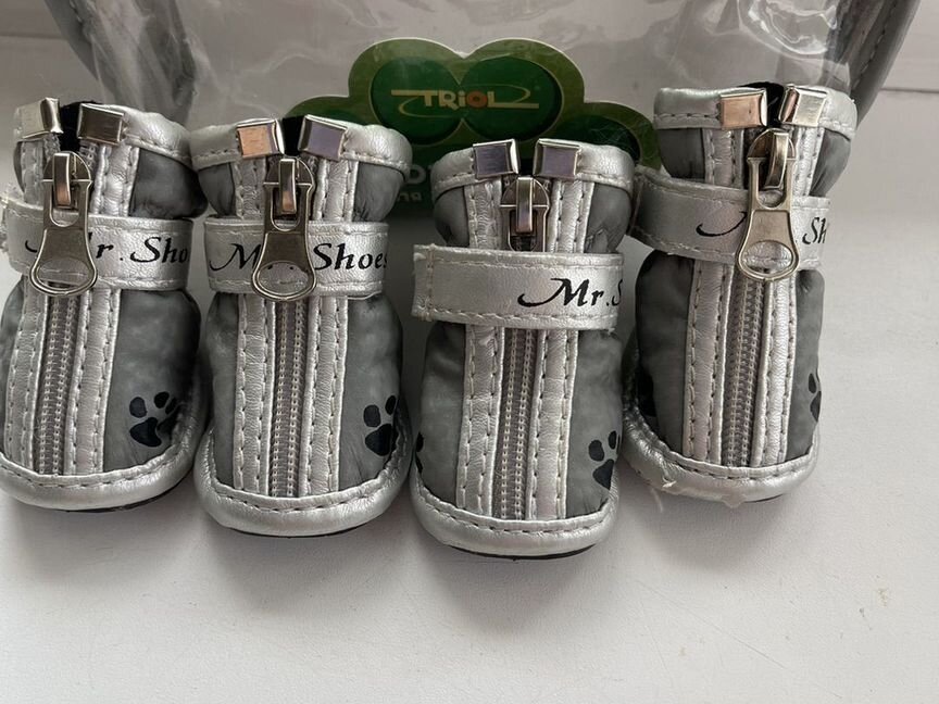 Ботиночки для собак S серебряные