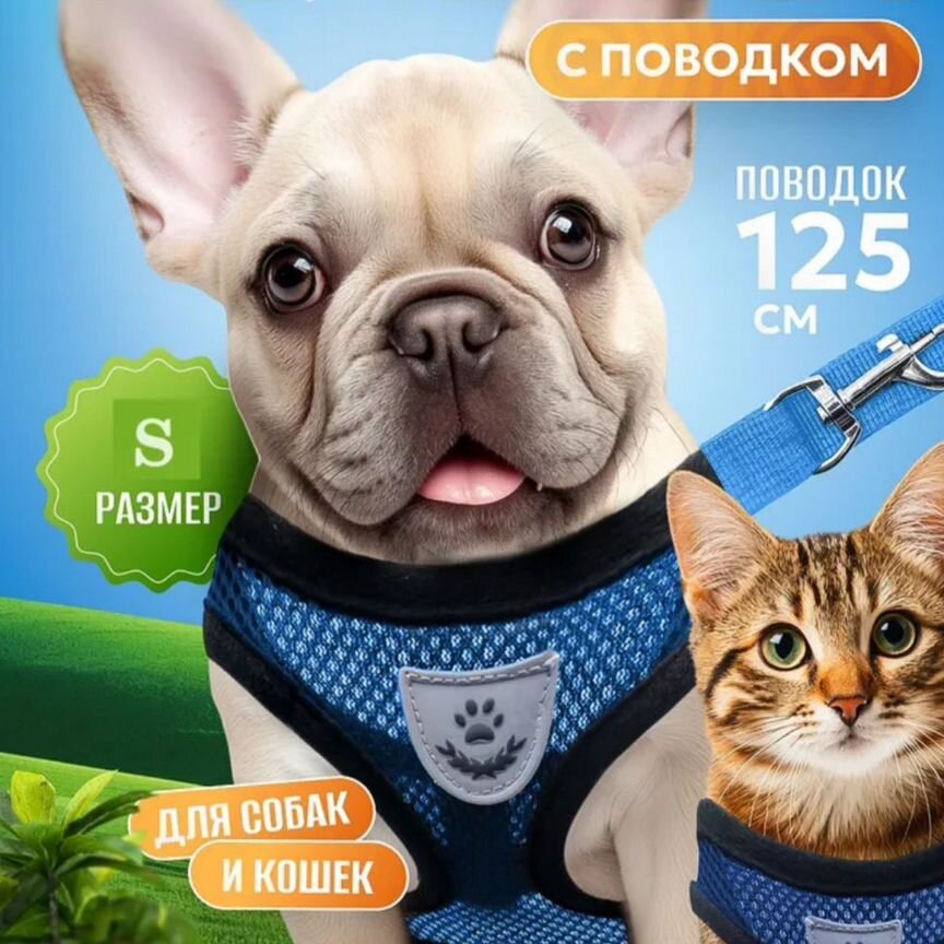 Шлейка с поводком. Новая. Размер S