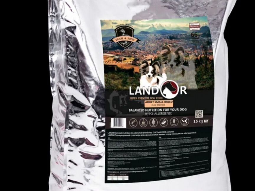 Корм Landor для собак мелких пород утка с рисом 15