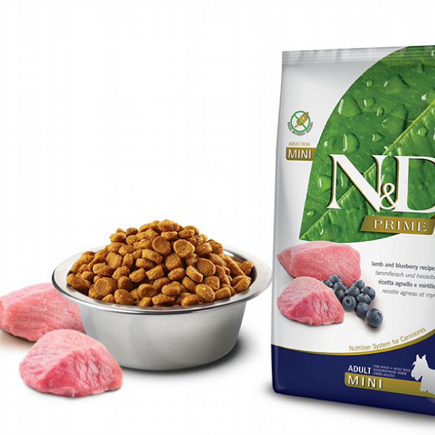 Сухой корм farmina N&D Prime Adult Mini для взрослых собак мелких пород, ягненок с черникой - 7 кг