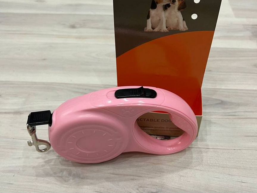 Рулетка поводок розовый