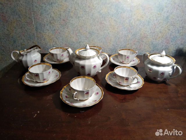 Чайный сервиз Вербилки костяной фарфор с цветами купить в Москве ...