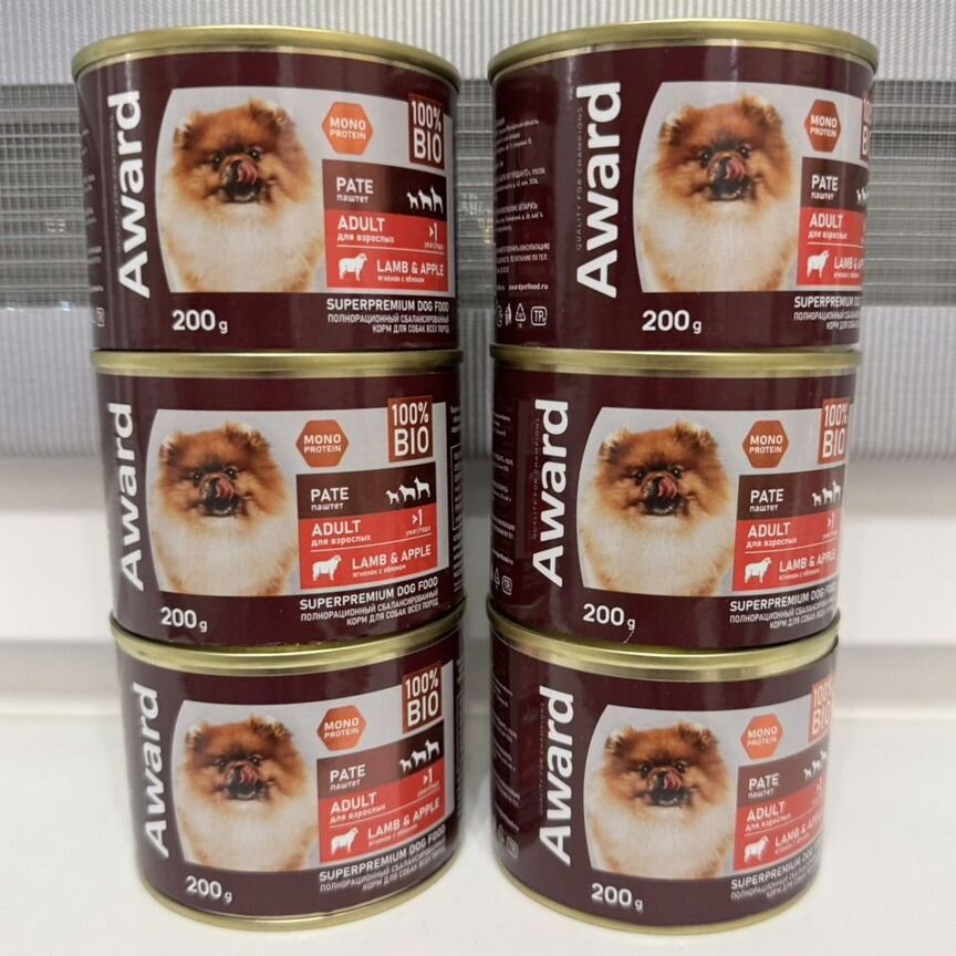Влажный корм award для взрослых собак паштет 200г