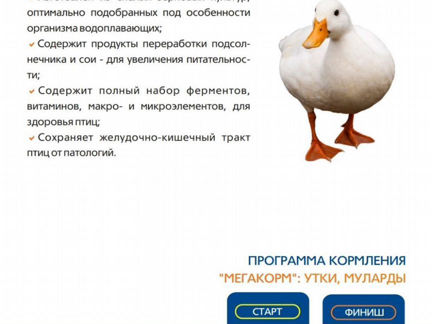 Мега Комбикорм для уток и гусей пк-21 старт и рост
