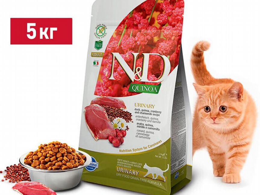 Корм Farmina Urinary Беззерновой утка и киноа, 5кг