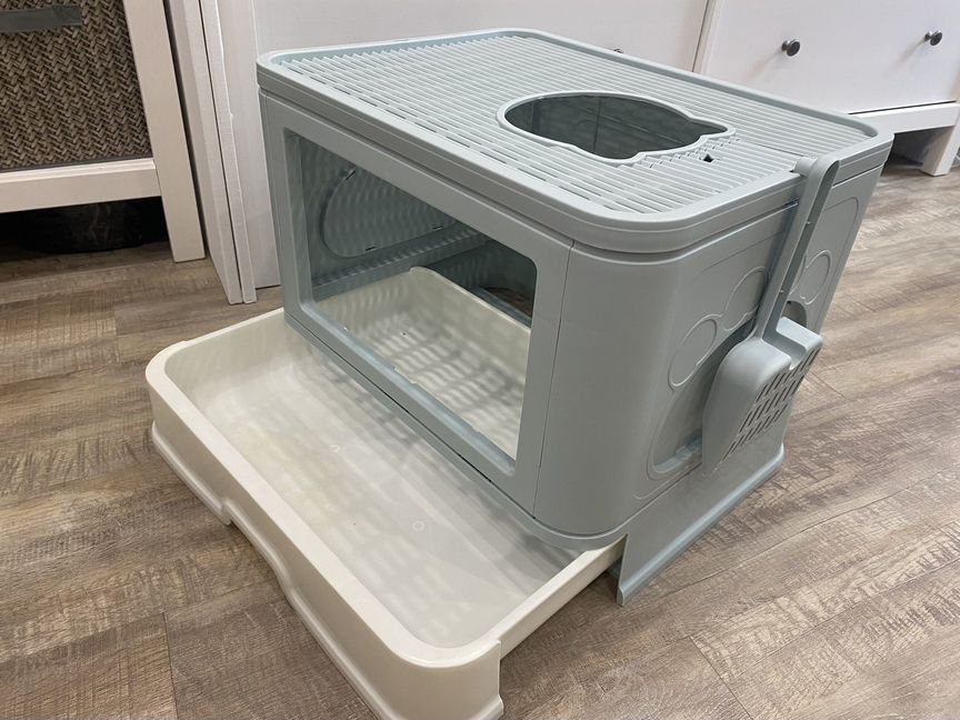 Лоток с домиком безового цвета с выдвижным лотком