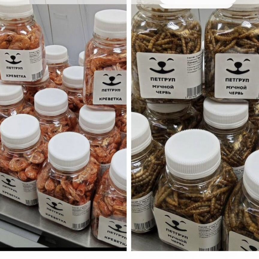 Сухая креветка и мучной червь