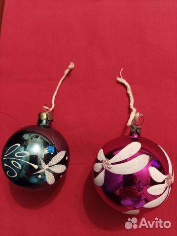 Елочные игрушки шары СССР 2 шт изумрудный, фуксия купить в Москве ...