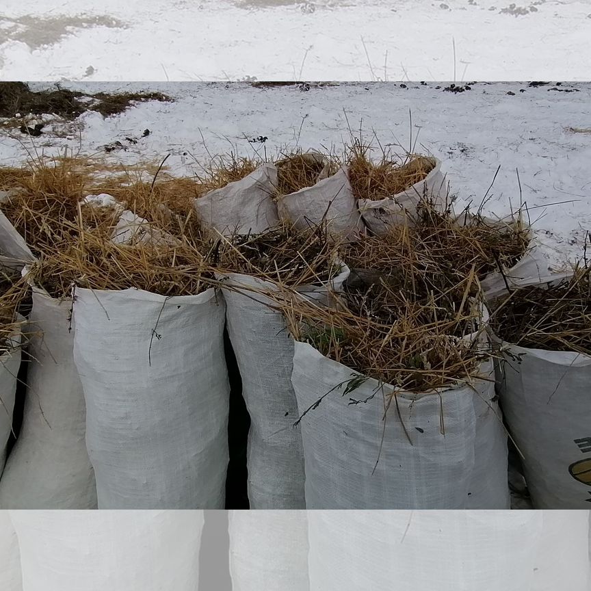 Солома сено в мешках