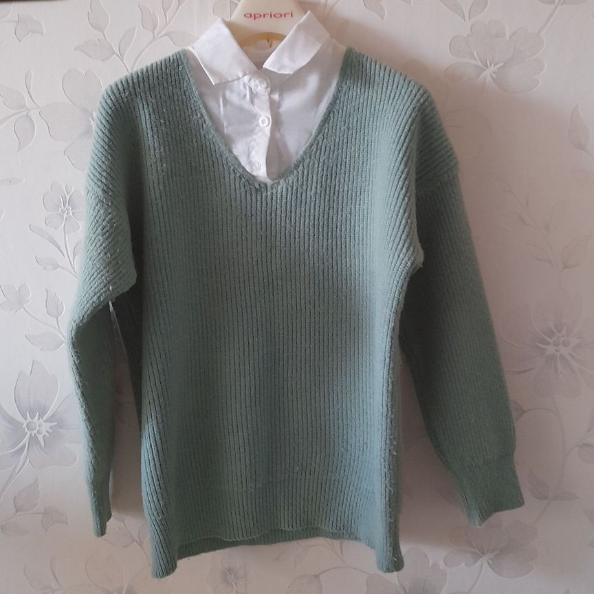 Джемпер с имитацией рубашки женский