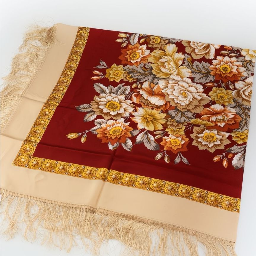 Платок павлопосадский шелковый 130